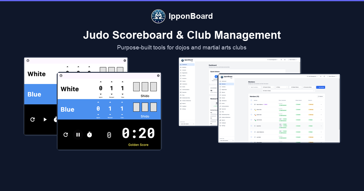 IpponBoard – Club Management & Scoreboard for Martial Arts Clubs